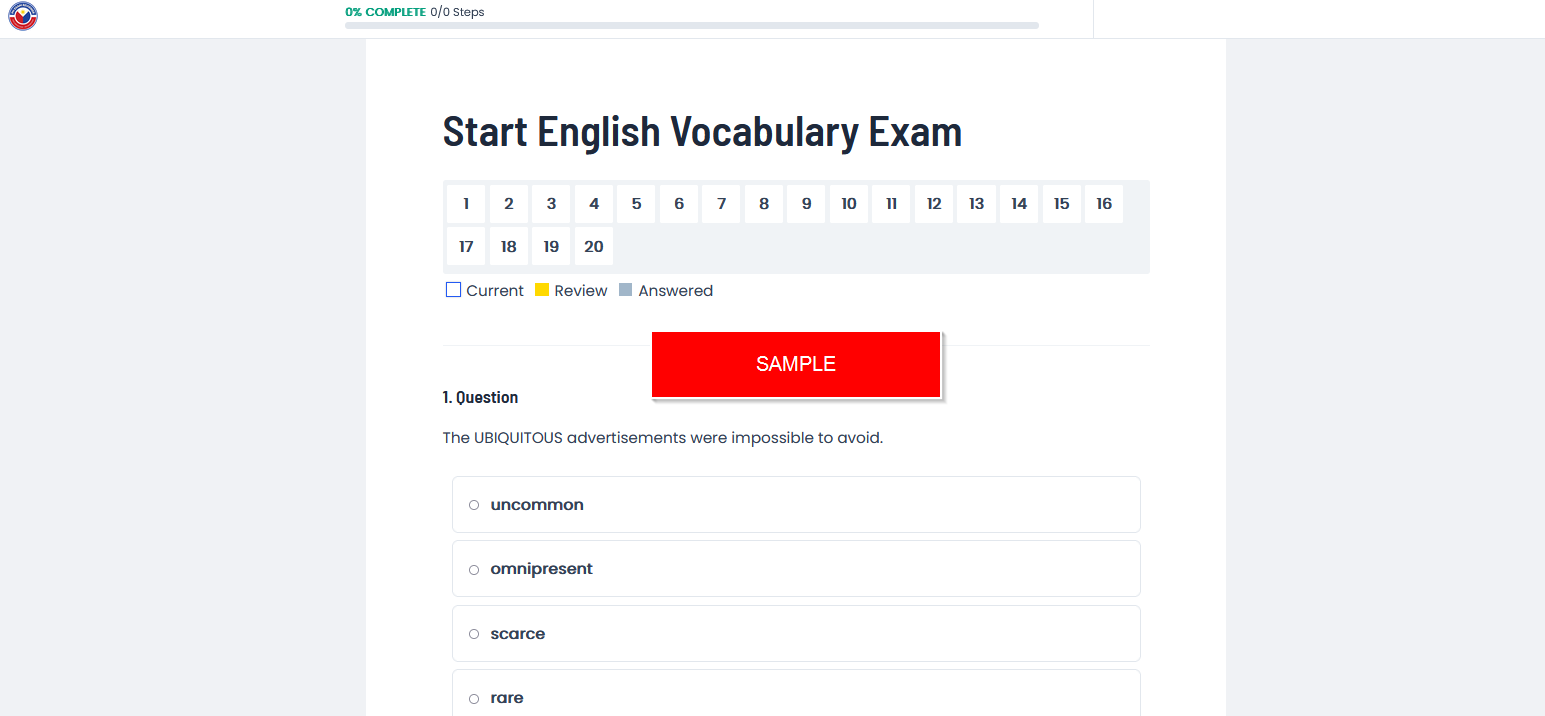 Vocabulary Practice Mockup Exam