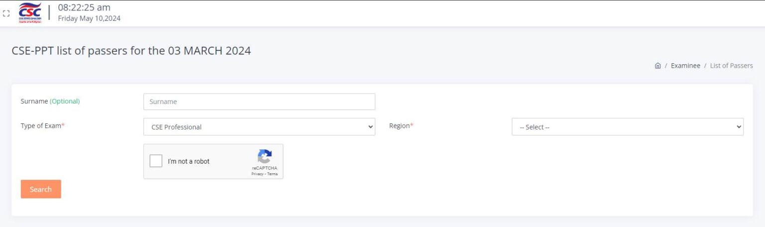 Civil Service Exam Result for 03 March 2024